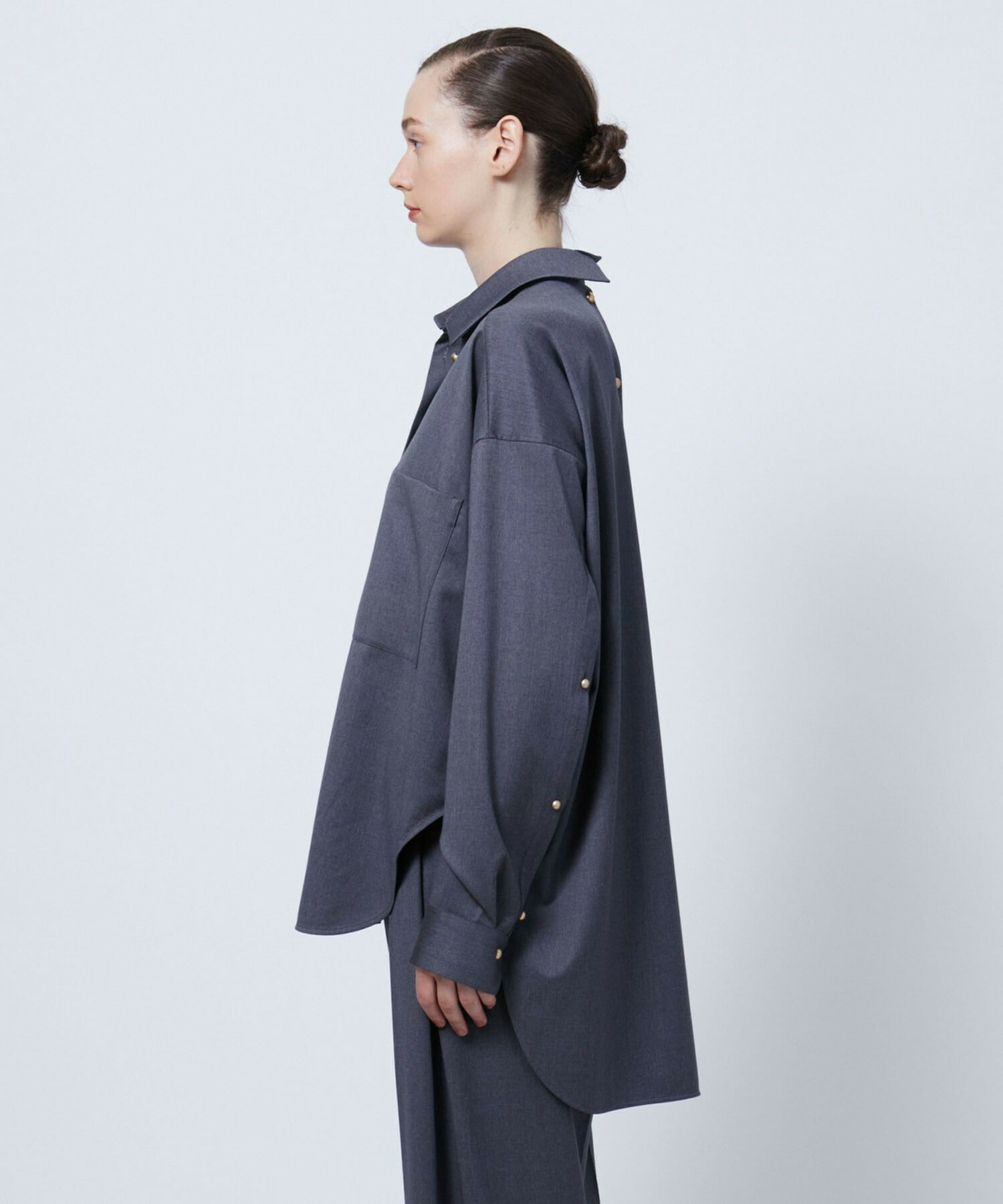 STRETCH WOOL OVER SIZED SHIRTS WITH METAL BUTTONS｜BIGI ONLINE STORE ...