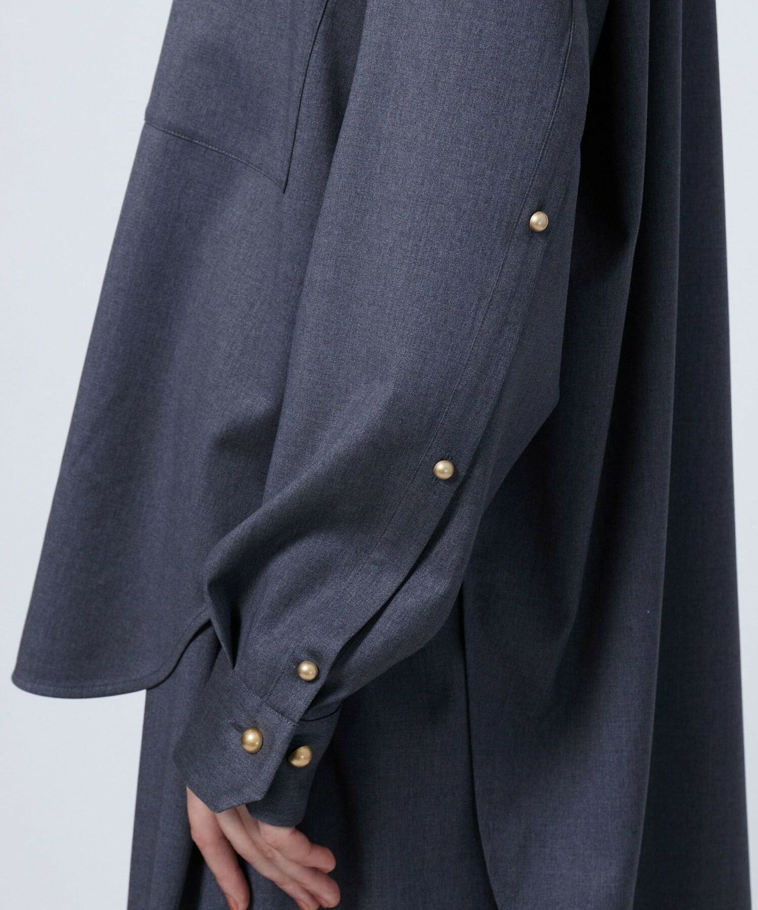 STRETCH WOOL OVER SIZED SHIRTS WITH METAL BUTTONS｜BIGI ONLINE STORE ...