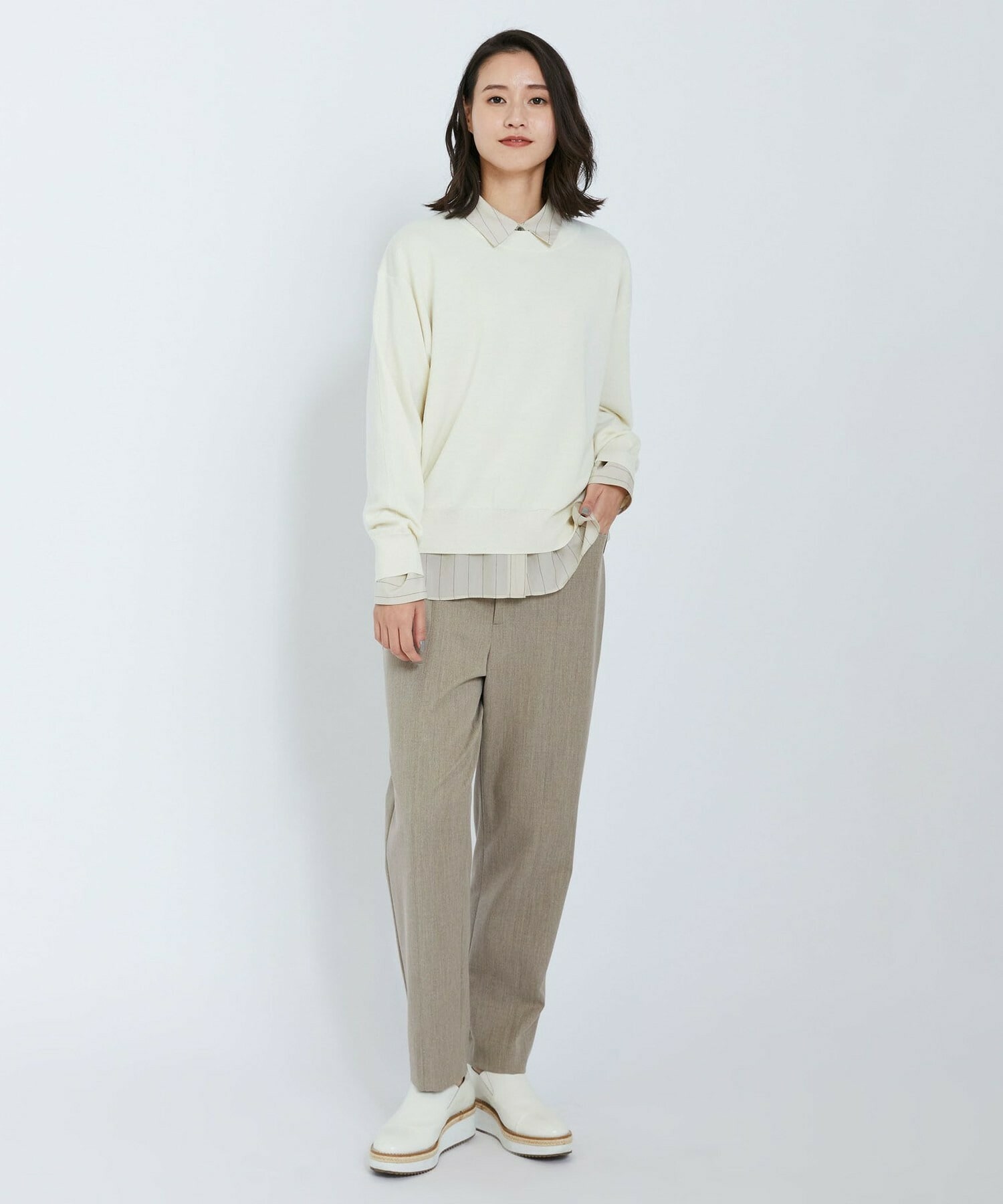 【Lサイズ】バックブラッシュツイルパンツ｜BIGI online store - ビギ オンラインストア